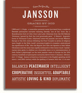 Jansson Personalized Name Meaning Art Prints – Name Stories