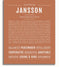 Jansson Personalized Name Meaning Art Prints – Name Stories