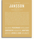 Jansson Personalized Name Meaning Art Prints – Name Stories