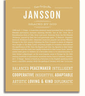 Jansson Personalized Name Meaning Art Prints – Name Stories