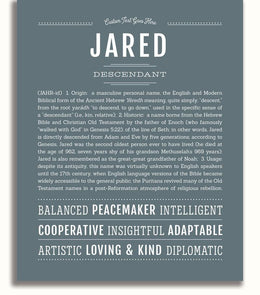 Jared Personalized Name Meaning Art Prints – Name Stories