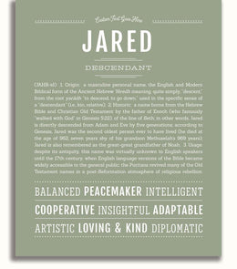 Jared Personalized Name Meaning Art Prints – Name Stories