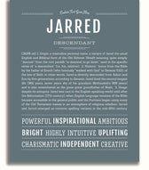 Jarred Personalized Name Meaning Art Prints – Name Stories