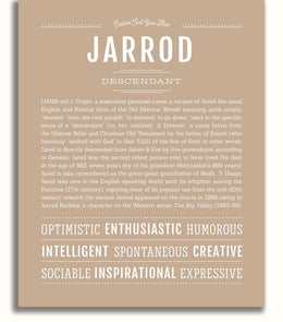 Jarrod Personalized Name Meaning Art Prints – Name Stories
