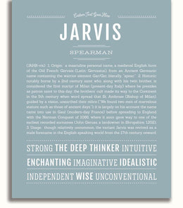 Jarvis Personalized Name Meaning Art Prints – Name Stories