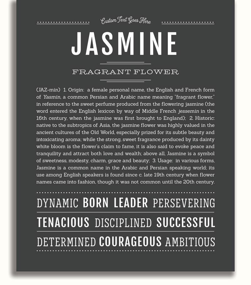 Jasmine Personalized Name Meaning Art Prints – Name Stories