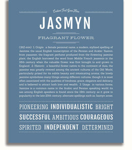 Jasmyn Personalized Name Meaning Art Prints – Name Stories