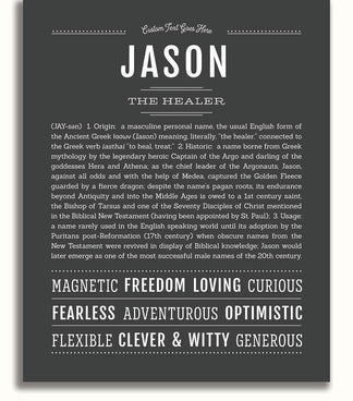 Jason Personalized Name Meaning Art Prints – Name Stories