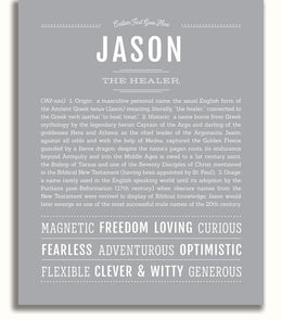 Jason Personalized Name Meaning Art Prints – Name Stories