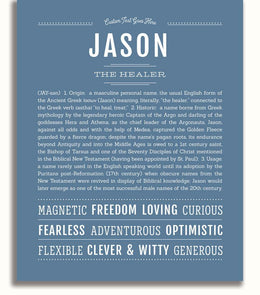 Jason Personalized Name Meaning Art Prints – Name Stories
