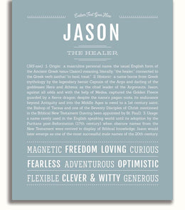 Jason Personalized Name Meaning Art Prints – Name Stories