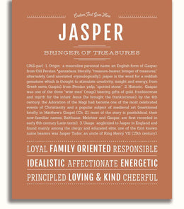Jasper Personalized Name Meaning Art Prints – Name Stories