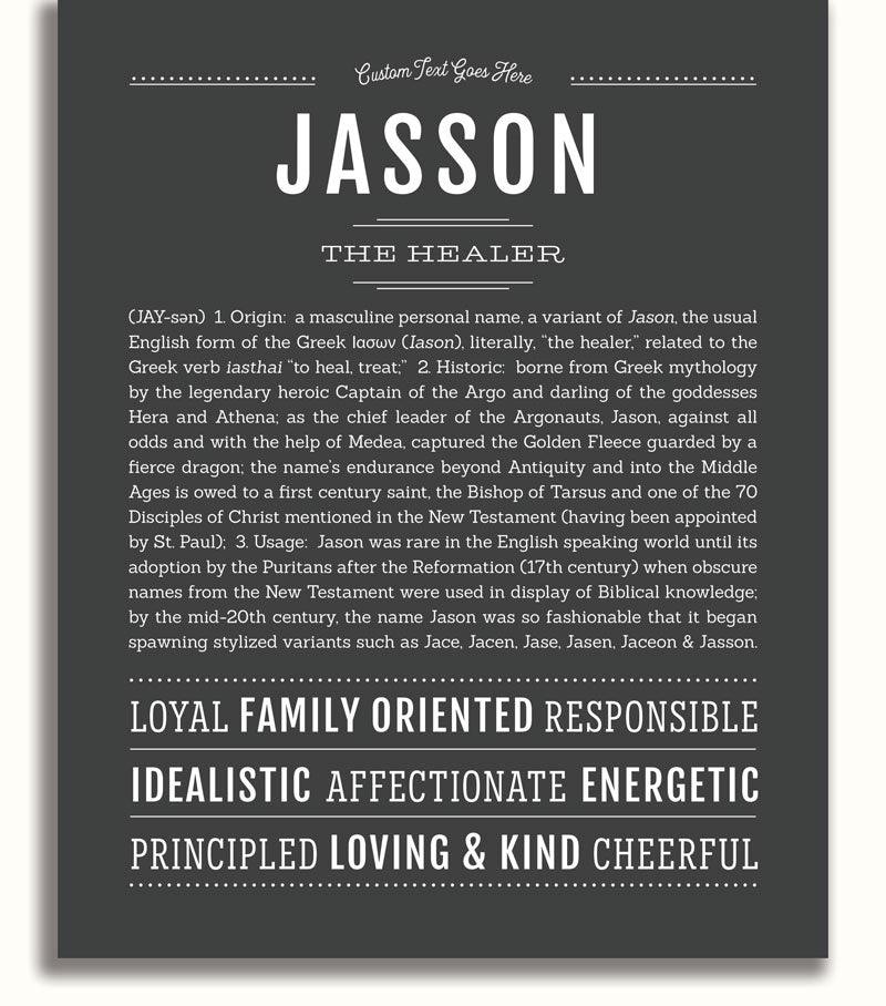Jasson Personalized Name Meaning Art Prints – Name Stories