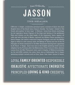 Jasson Personalized Name Meaning Art Prints – Name Stories