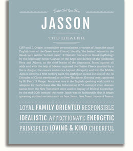 Jasson Personalized Name Meaning Art Prints – Name Stories