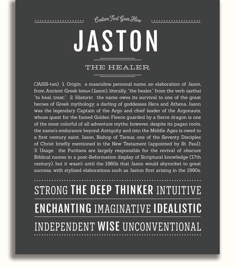Jaston Personalized Name Meaning Art Prints – Name Stories