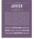 Javier Personalized Name Meaning Art Prints – Name Stories