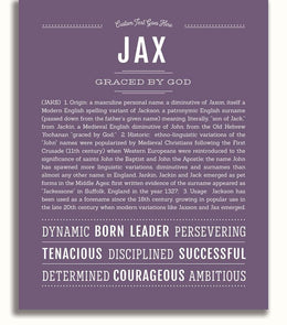 Jax Personalized Name Meaning Art Prints – Name Stories