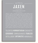 Jaxen Personalized Name Meaning Art Prints – Name Stories
