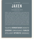 Jaxen Personalized Name Meaning Art Prints – Name Stories
