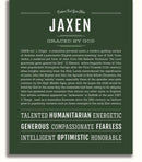 Jaxen Personalized Name Meaning Art Prints – Name Stories