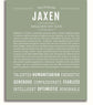 Jaxen Personalized Name Meaning Art Prints – Name Stories