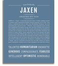 Jaxen Personalized Name Meaning Art Prints – Name Stories