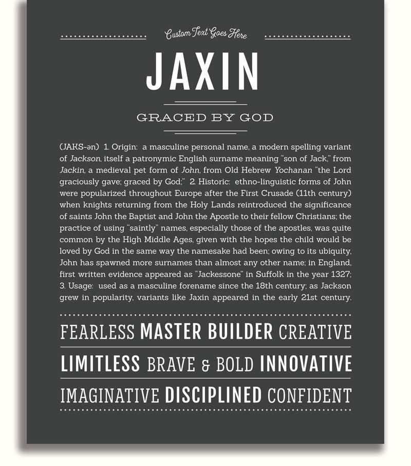 Jaxin Personalized Name Meaning Art Prints – Name Stories