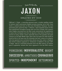 Jaxon Personalized Name Meaning Art Prints – Name Stories