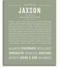 Jaxson Personalized Name Meaning Art Prints – Name Stories