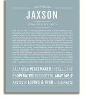 Jaxson Personalized Name Meaning Art Prints – Name Stories