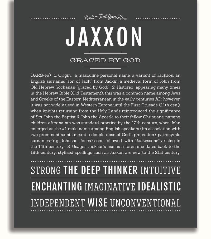 Jaxxon Personalized Name Meaning Art Prints – Name Stories