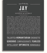 Jay Personalized Name Meaning Art Prints – Name Stories