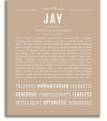 Jay Personalized Name Meaning Art Prints – Name Stories