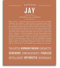 Jay Personalized Name Meaning Art Prints – Name Stories