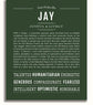 Jay Personalized Name Meaning Art Prints – Name Stories