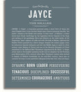 Jayce Personalized Name Meaning Art Prints – Name Stories