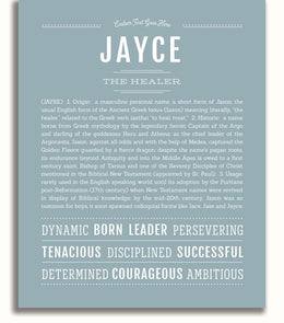 Jayce Personalized Name Meaning Art Prints – Name Stories