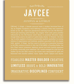 Jaycee Personalized Name Meaning Art Prints – Name Stories