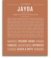 Jayda Personalized Name Meaning Art Prints – Name Stories