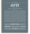 Jayde Personalized Name Meaning Art Prints – Name Stories
