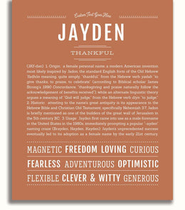 Jayden (female) | Name Art Print – Name Stories