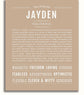 Jayden Personalized Name Meaning Art Prints – Name Stories