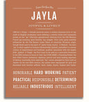 Jayla Personalized Name Meaning Art Prints – Name Stories