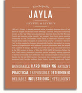 Jayla Personalized Name Meaning Art Prints – Name Stories