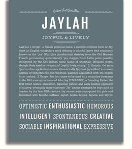 Jaylah Personalized Name Meaning Art Prints – Name Stories