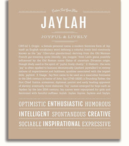 Jaylah Personalized Name Meaning Art Prints – Name Stories