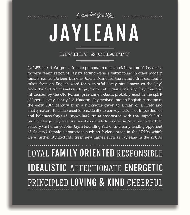Jayleana Personalized Name Meaning Art Prints – Name Stories