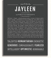 Jayleen Personalized Name Meaning Art Prints – Name Stories
