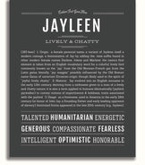 Jayleen Personalized Name Meaning Art Prints – Name Stories